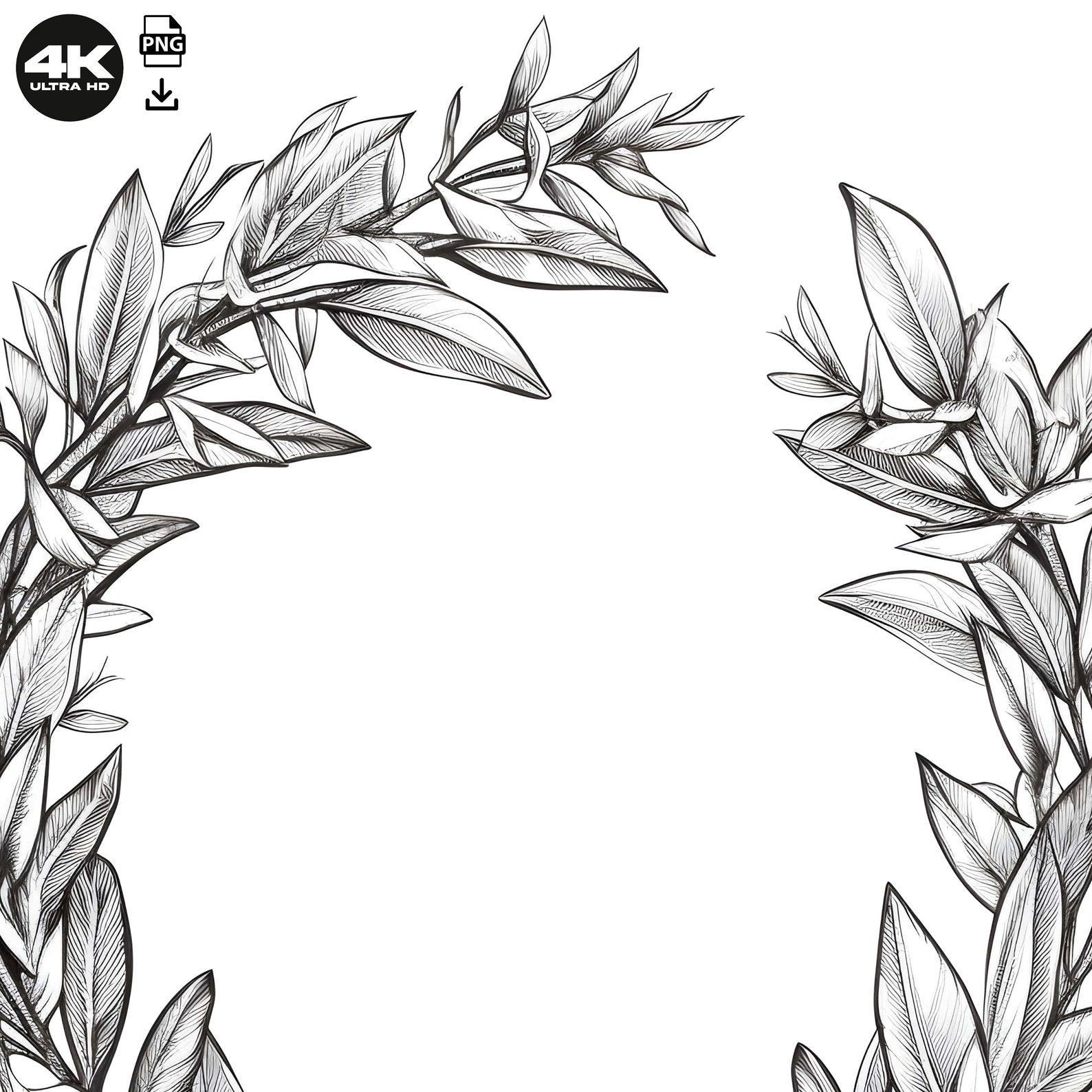 Roman Laurel Tattoo Design 4K High Resolution PNG, Instant Download for ...