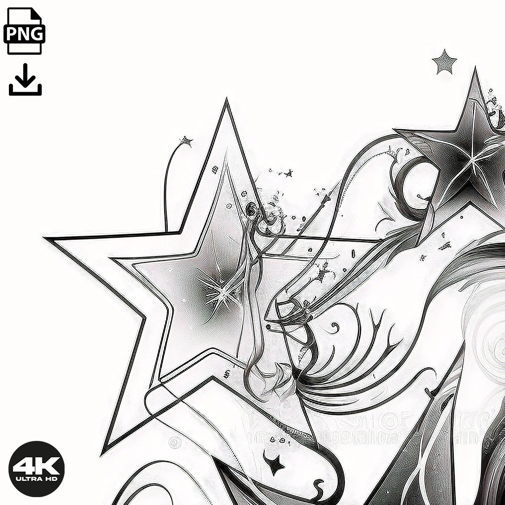Stars Tattoo Design Download High Resolution Digital Art PNG ...