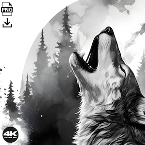 Howling Wolf Tattoo Design - Download High Resolution Digital Art PNG ...