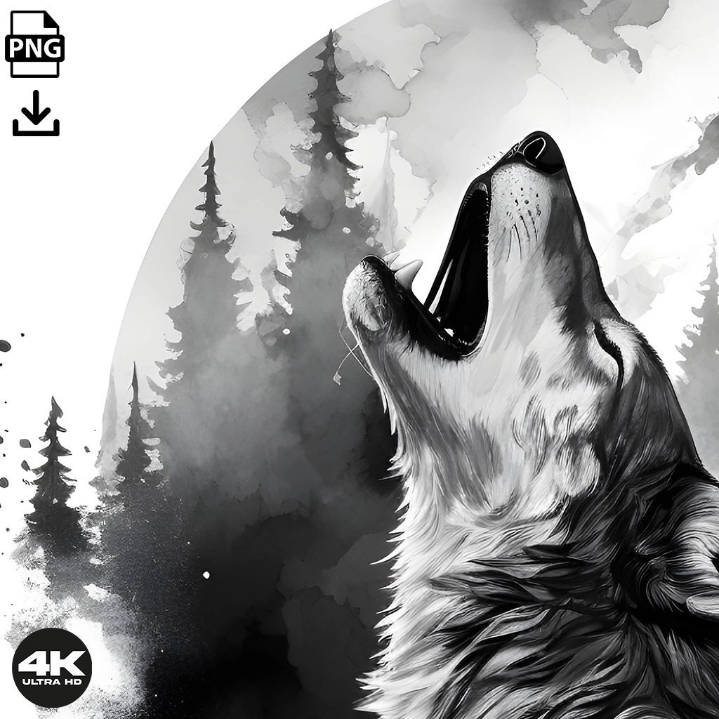 Howling Wolf Tattoo Design Download High Resolution Digital Art PNG ...