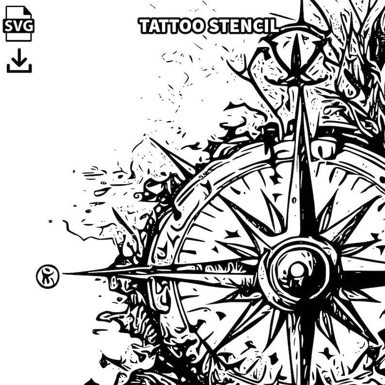 Compass Tattoo Design Download High Resolution Digital Art PNG ...