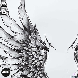 Broken Wings Tattoo Design - Download High Resolution Digital Art PNG ...