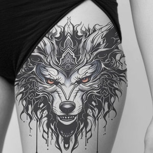 Angry Wolf Ink Style Tattoo Design - Download High Resolution Digital ...
