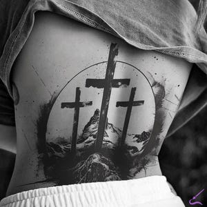 Three Crosses on Calvary Tattoo Design - Download High Resolution ...
