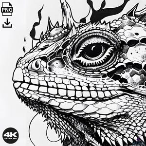 Horned Lizard Tattoo Design - Download High Resolution Digital Art PNG ...