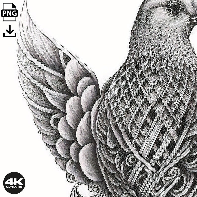 Transparent Dove Tattoo Design Download High Resolution Digital Art PNG ...