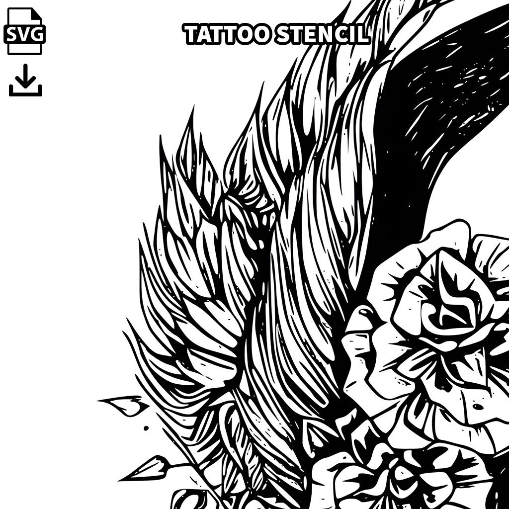 Rose With Wings Tattoo Design Download High Resolution Digital Art PNG ...