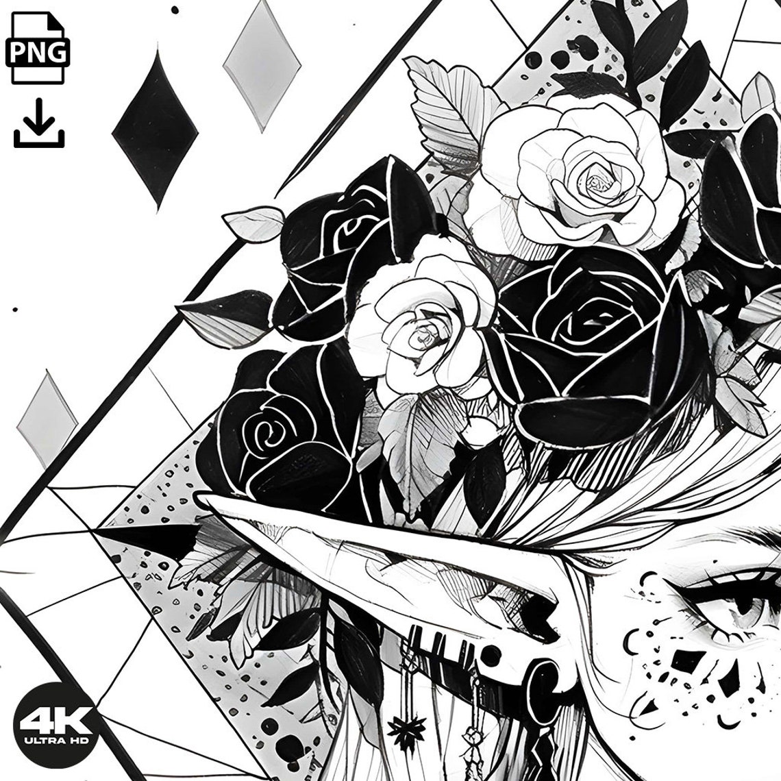 Geometric Elf Tattoo Design Download High Resolution Digital Art PNG ...