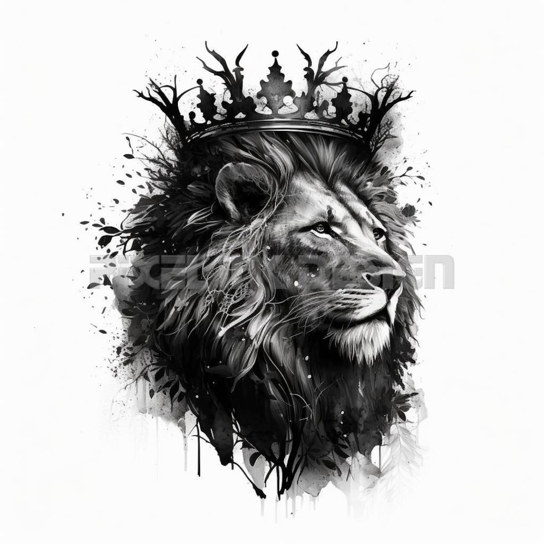 Lion With a Crown Tattoo Design - Download High Resolution Digital Art ...