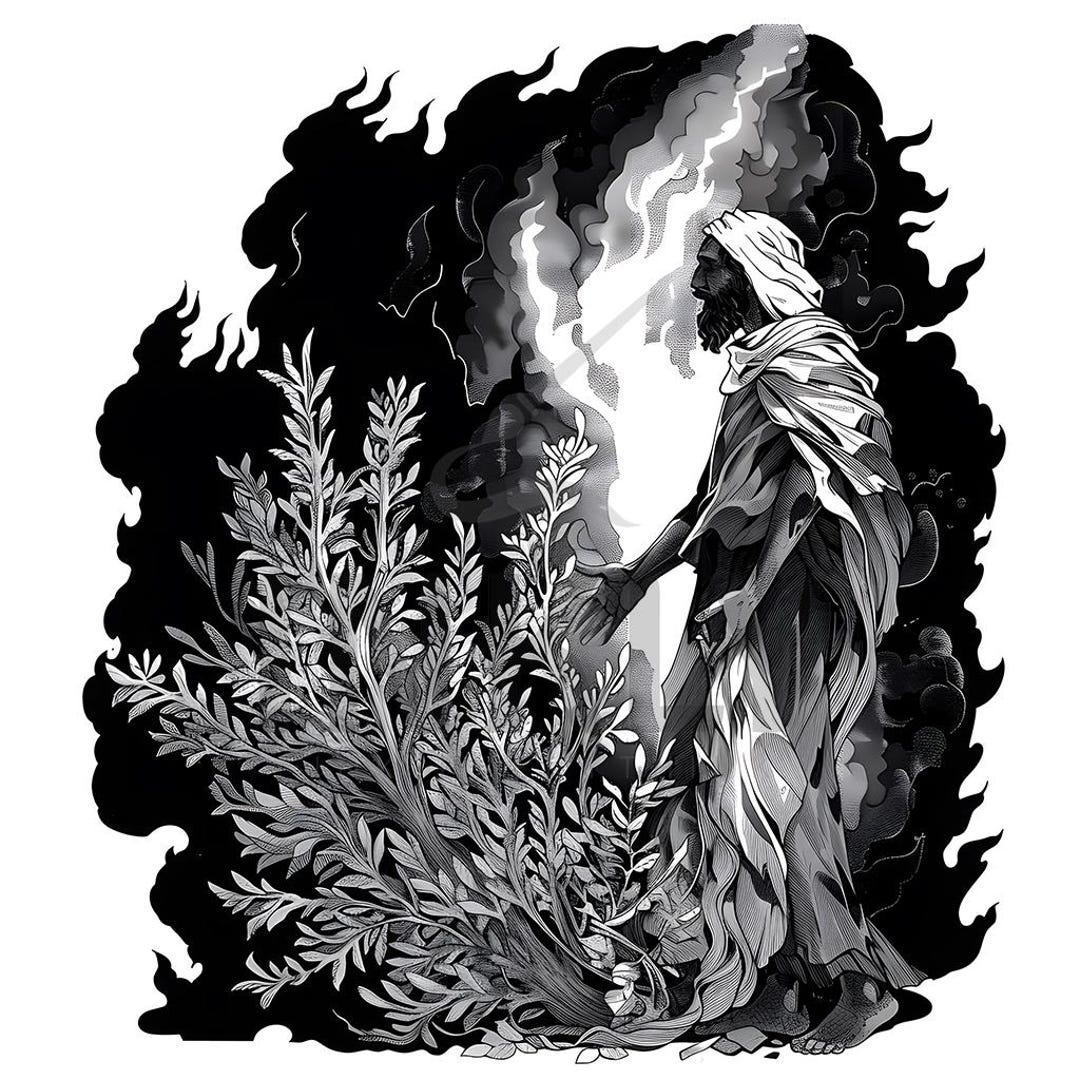 Moses and the Burning Bush Tattoo Design - Download High Resolution ...