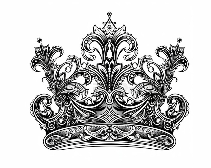 Crown Tattoo Design White Background PNG File Download High Resolution ...