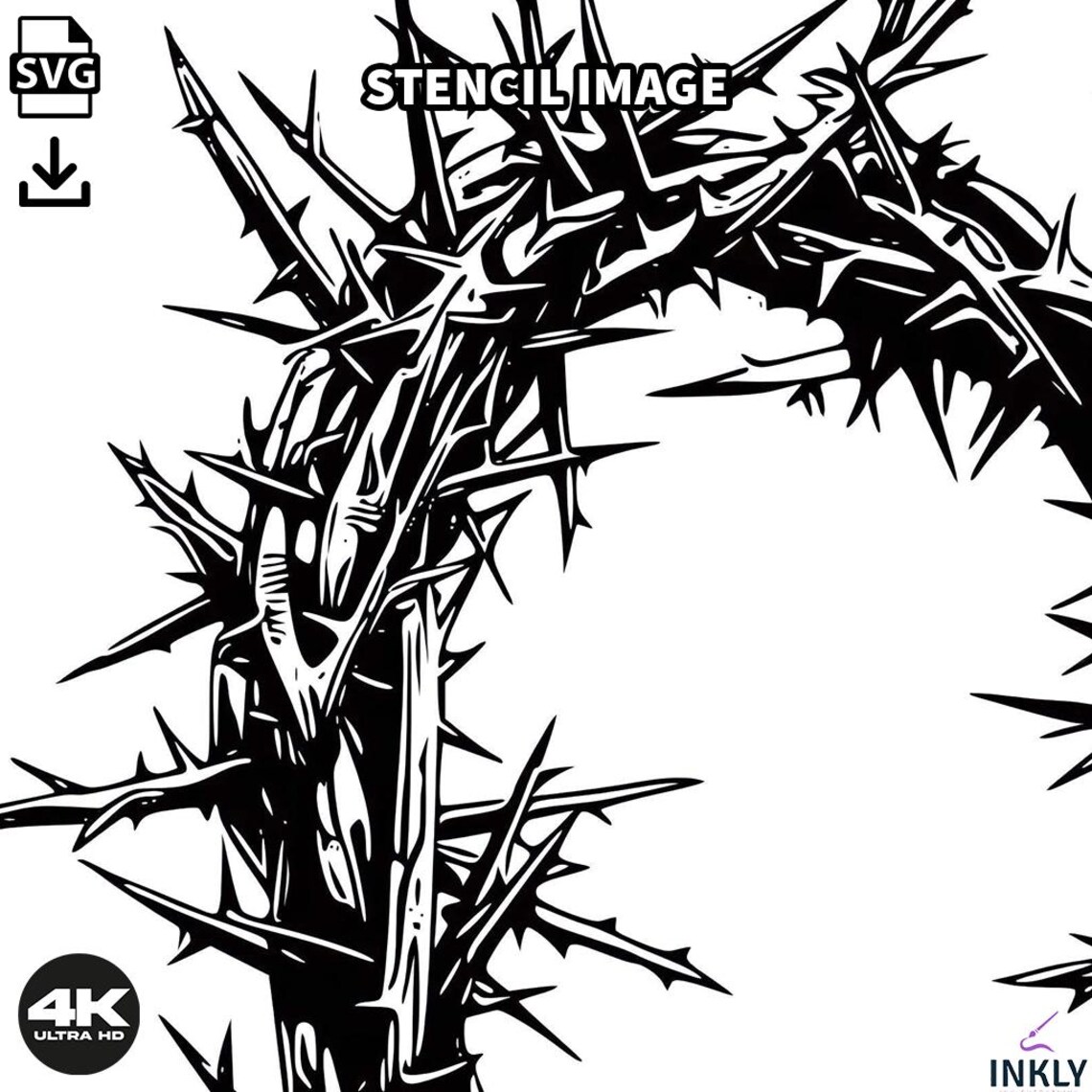 Crown of Thorns Tattoo Design: High-resolution PNG, SVG Stencil ...