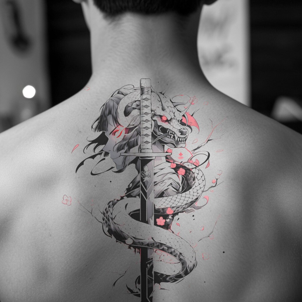 Katana Sword Tattoo Design Download High Resolution Digital Art PNG ...