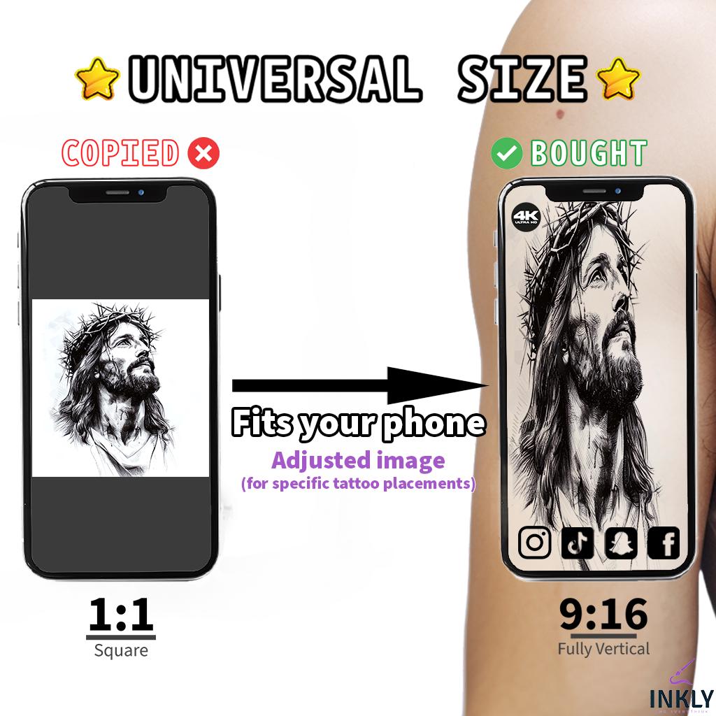 Hopeful Jesus Tattoo Design: High-resolution PNG, SVG Stencil (digital ...