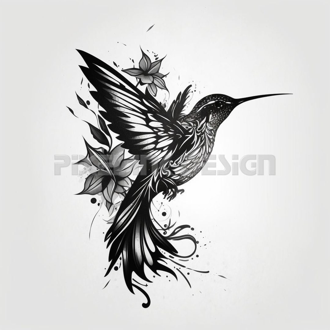 Hummingbird Tattoo Design - Transparent Background - Download High ...