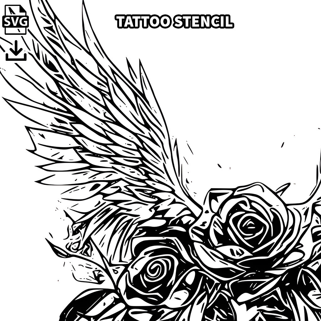 Roses With Wings Tattoo Design Download High Resolution Digital Art PNG ...