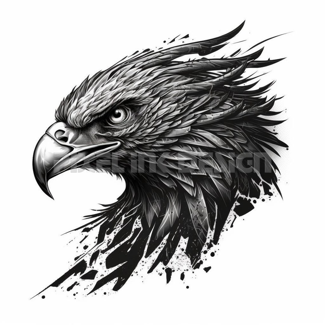 Eagle Tattoo Design Detailed High Resolution Digital Art on White ...
