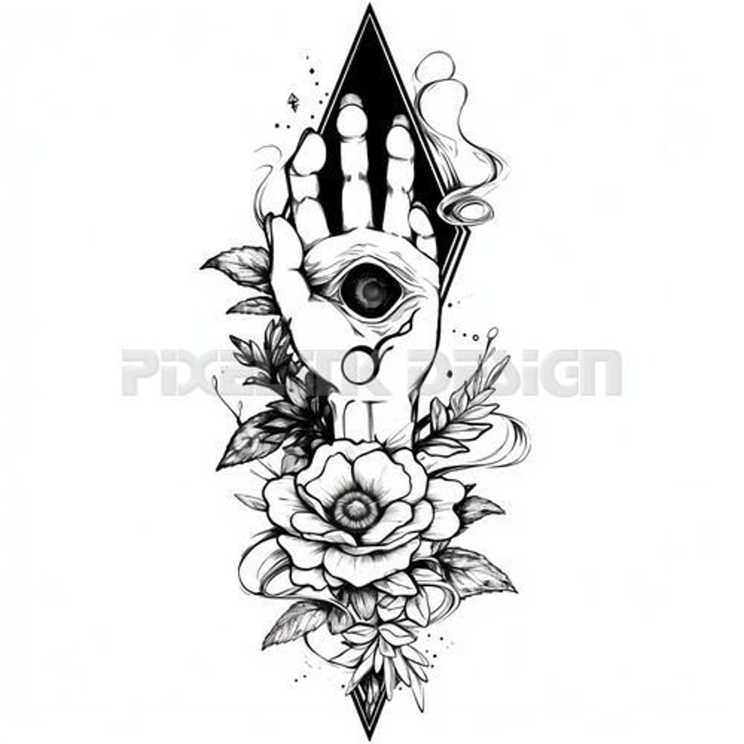 All Seeing Eye in a Hand Tattoo Design Download High Resolution Digital ...