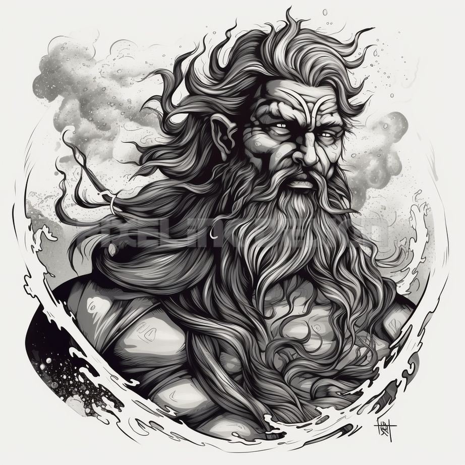 Poseidon God of the Sea Tattoo Design Download High Resolution Digital ...
