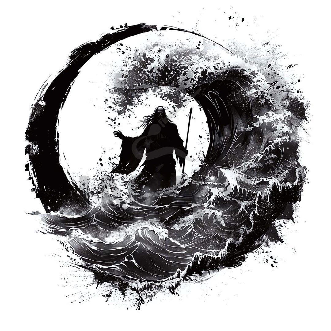 Moses Parting the Sea Tattoo Design - Transparent Background - Download ...