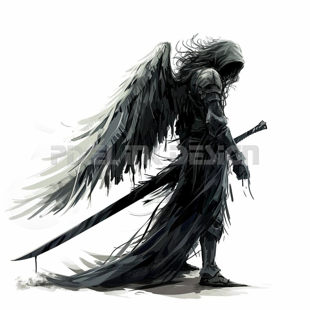 Guardian Angel With a Sword Tattoo Design - Download High Resolution ...