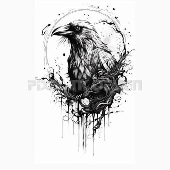 Raven Sketch Tattoo