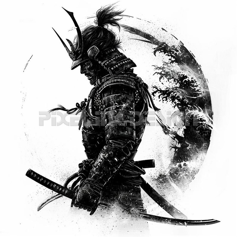 Samurai Warrior Tattoo Design Download High Resolution Digital Art PNG ...