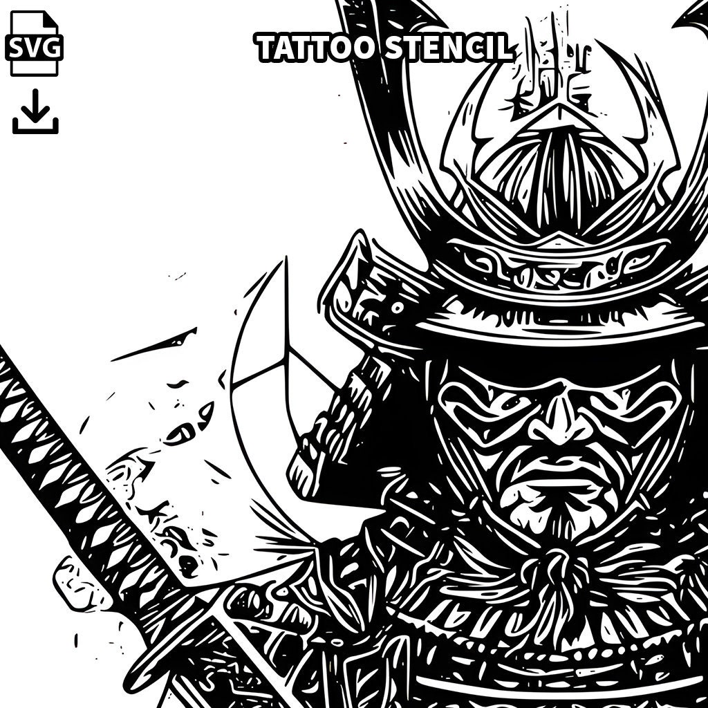 Samurai Warrior Tattoo Design Download High Resolution Digital Art PNG ...