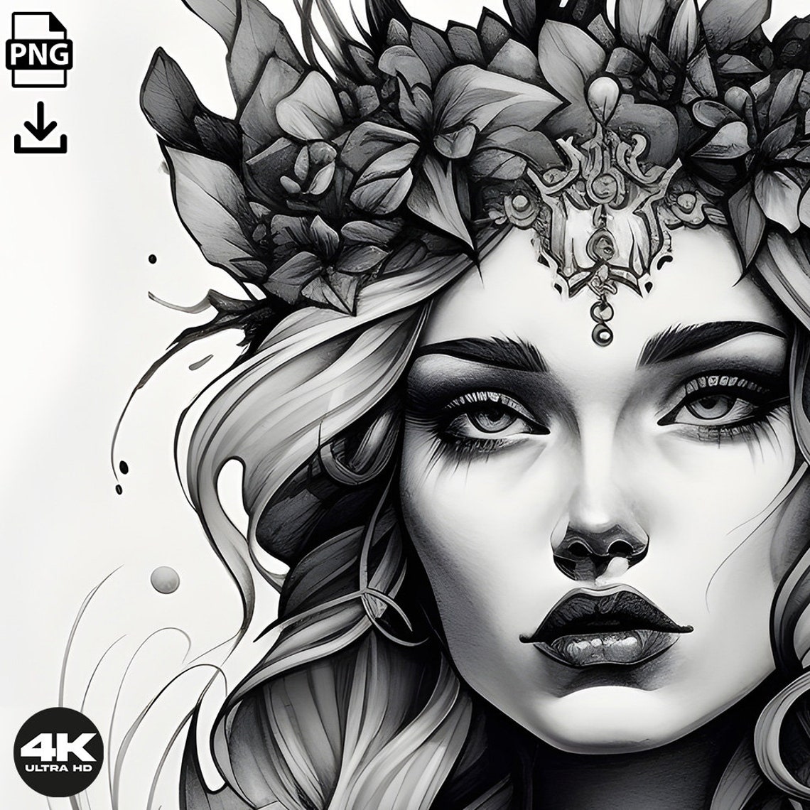 Aphrodite Goddess of Love and Beauty Tattoo - White Background ...