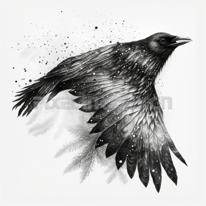 Raven Tattoo Design Download High Resolution Digital Art PNG ...