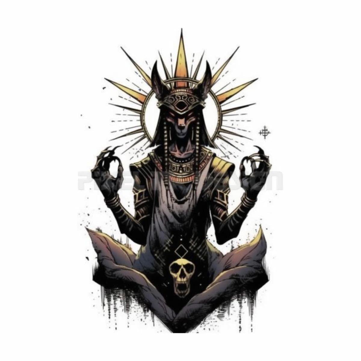 Anubis God of Afterlife Tattoo White Background High Resolution Digital ...