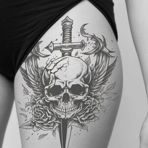 Daggered Skull Tattoo Design Download High Resolution Digital Art PNG ...