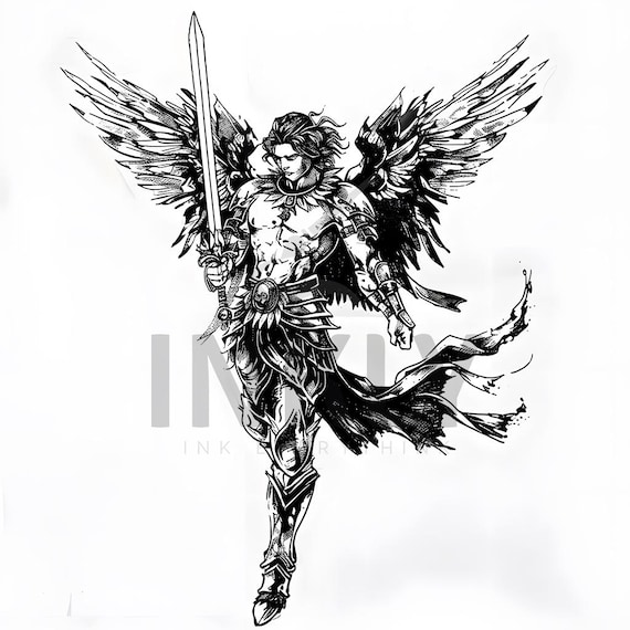 San miguel arcangel tattoo drawing - Bronctattooaus.com