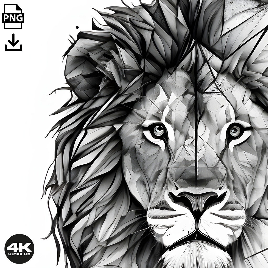 Geometrical Lion Tattoo Design Download High Resolution Digital Art PNG ...