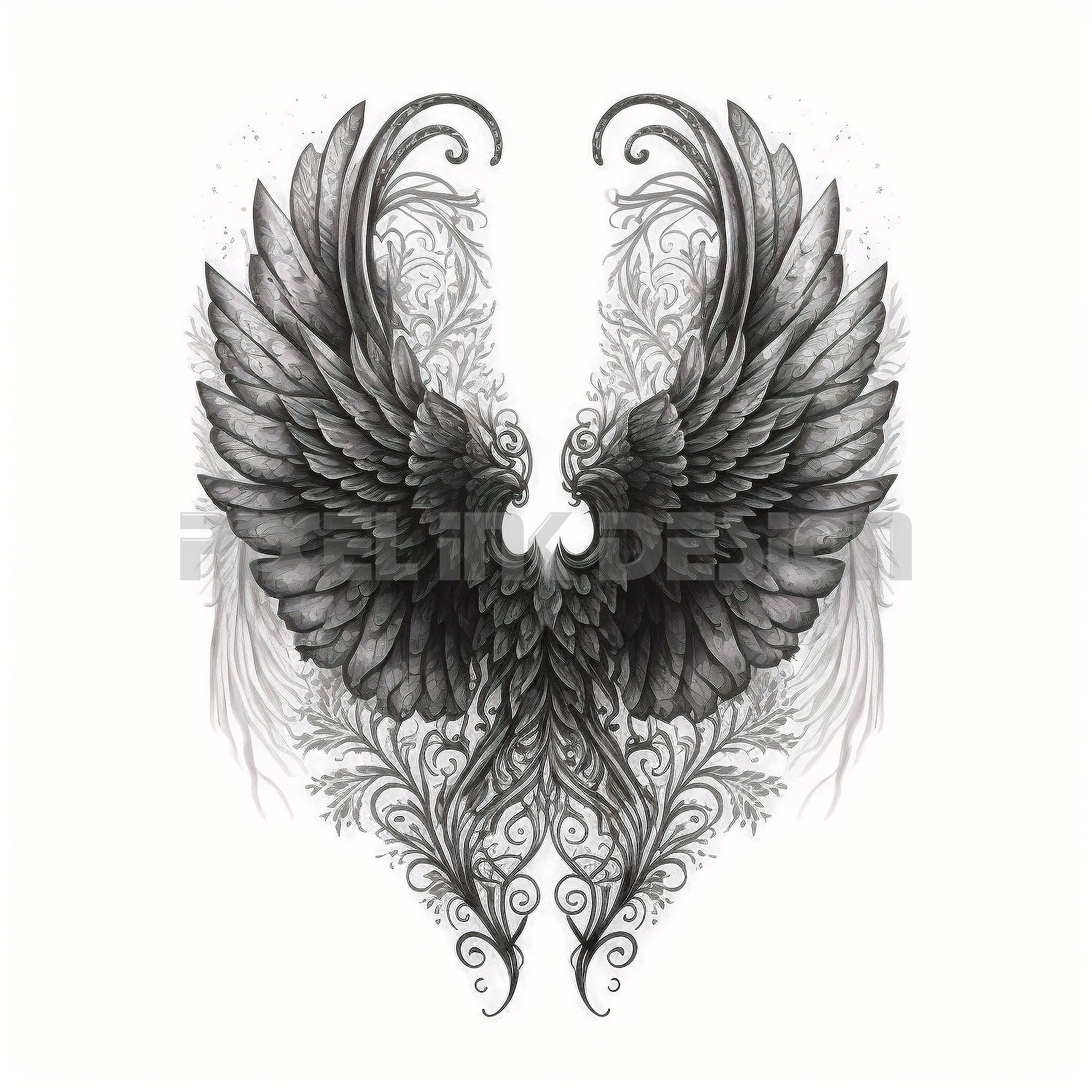 Angel Wings Tattoo Design White Background Download Detailed High ...