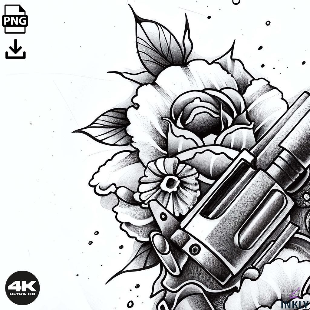 Revolver Tattoo Design - Download High Resolution Digital Art PNG ...