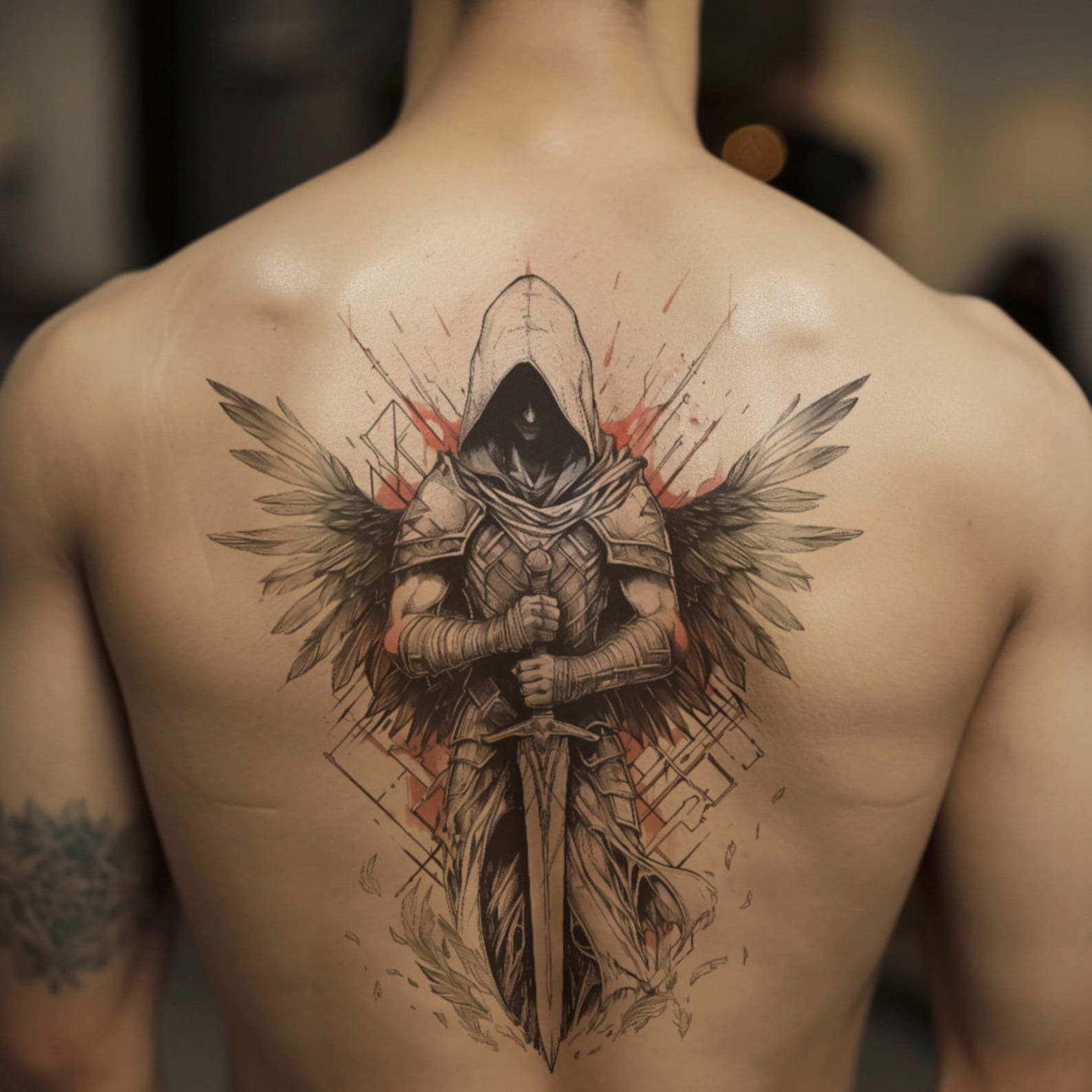 Guardian Angel With a Sword Tattoo Design - Download High Resolution ...