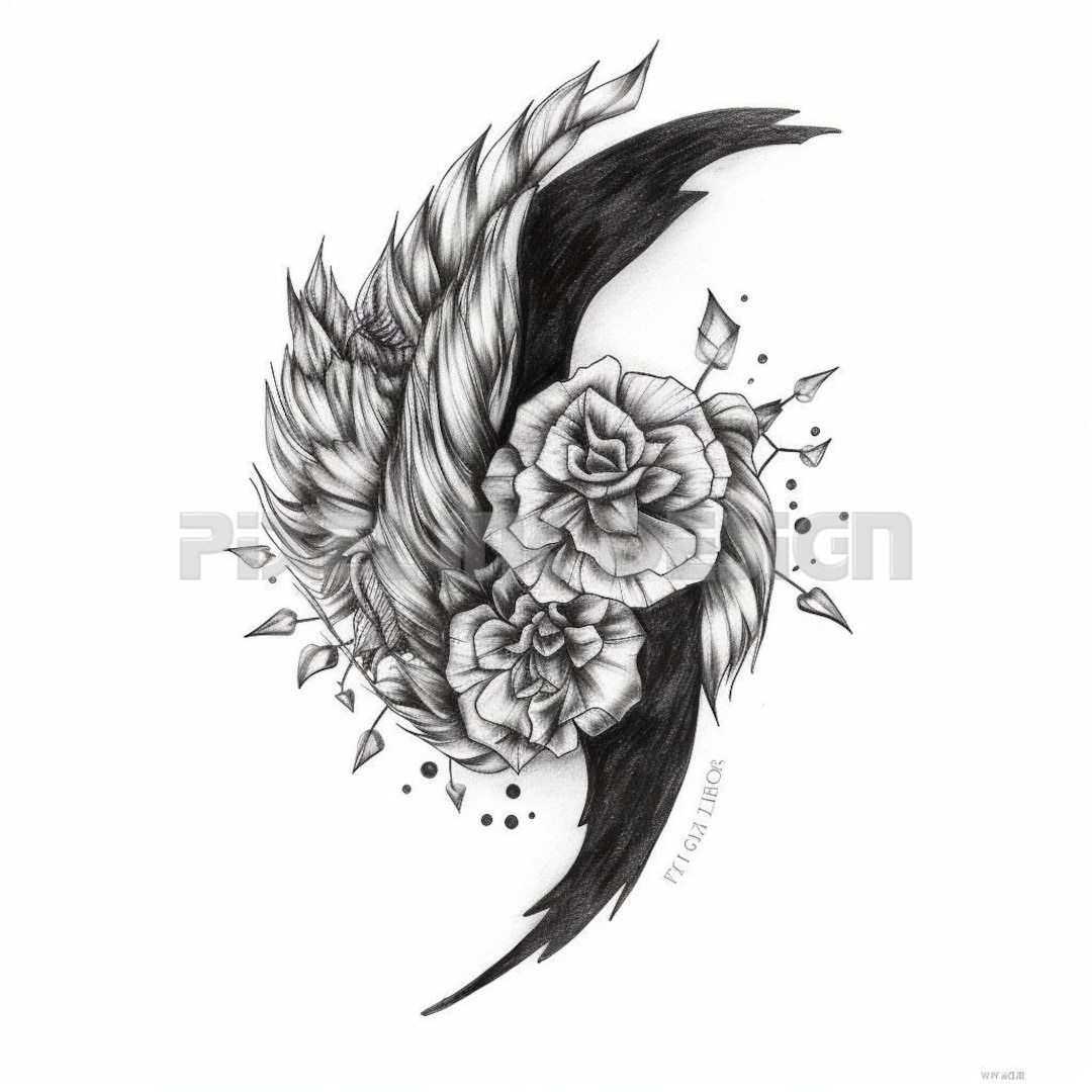 Rose With Wings Tattoo Design Download High Resolution Digital Art PNG ...