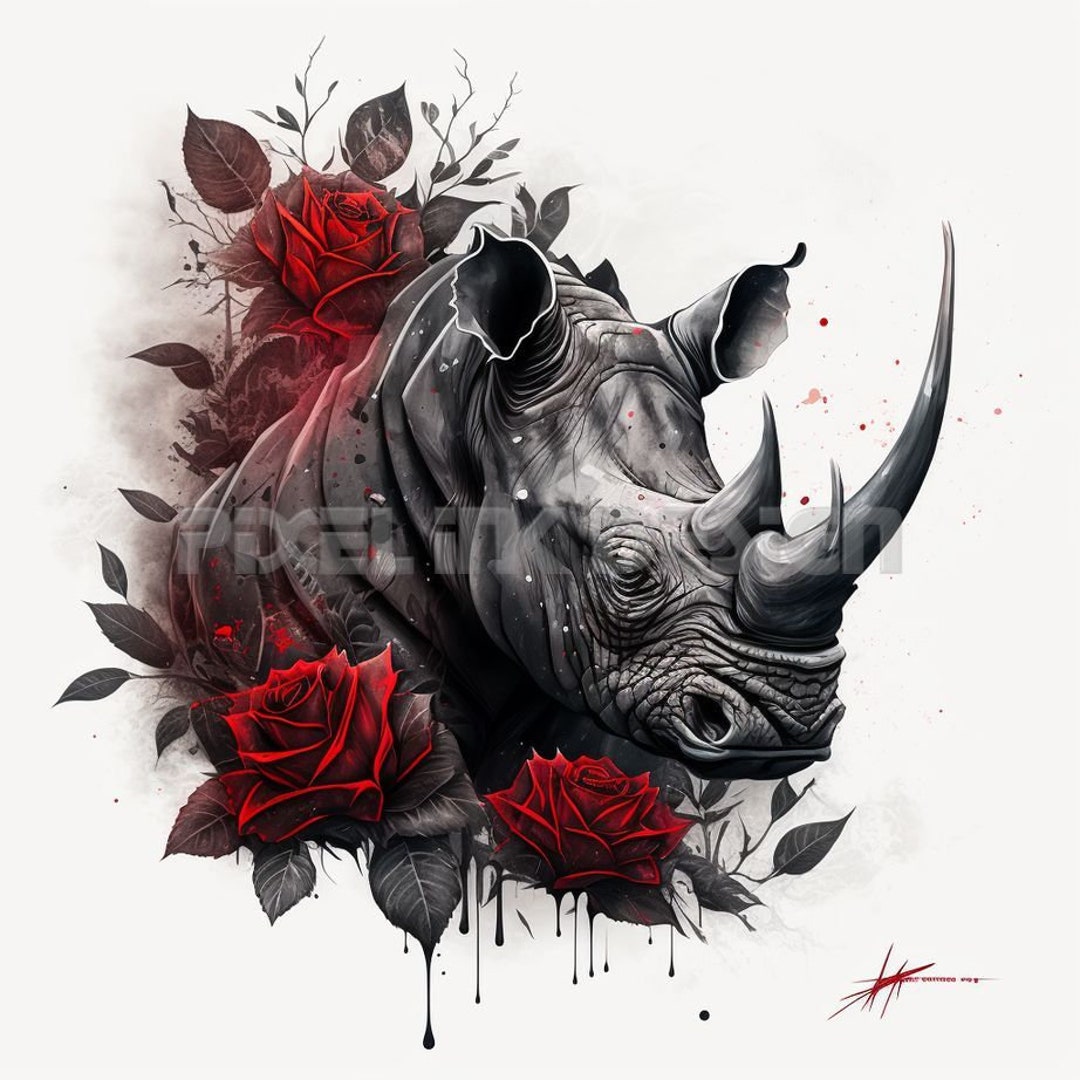 Rhino Tattoo Design - Download High Resolution Digital Art PNG ...