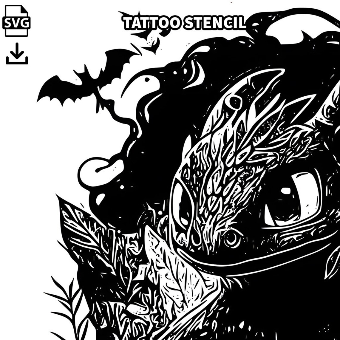 Toothless Dragon Tattoo Design - Download High Resolution Digital Art ...