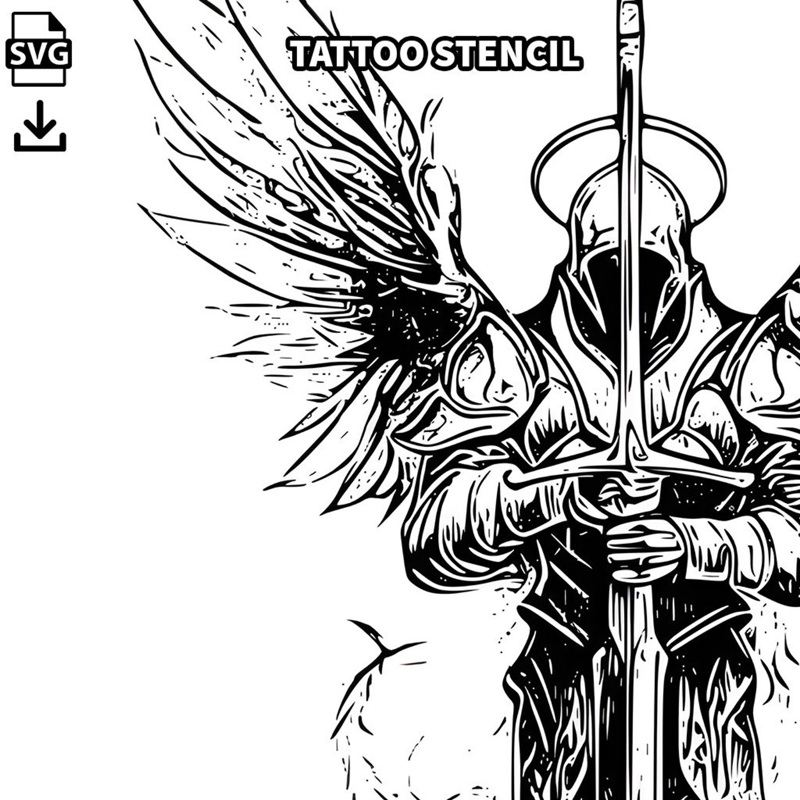 Angelic Knight Tattoo Design Download High Resolution Digital Art PNG ...