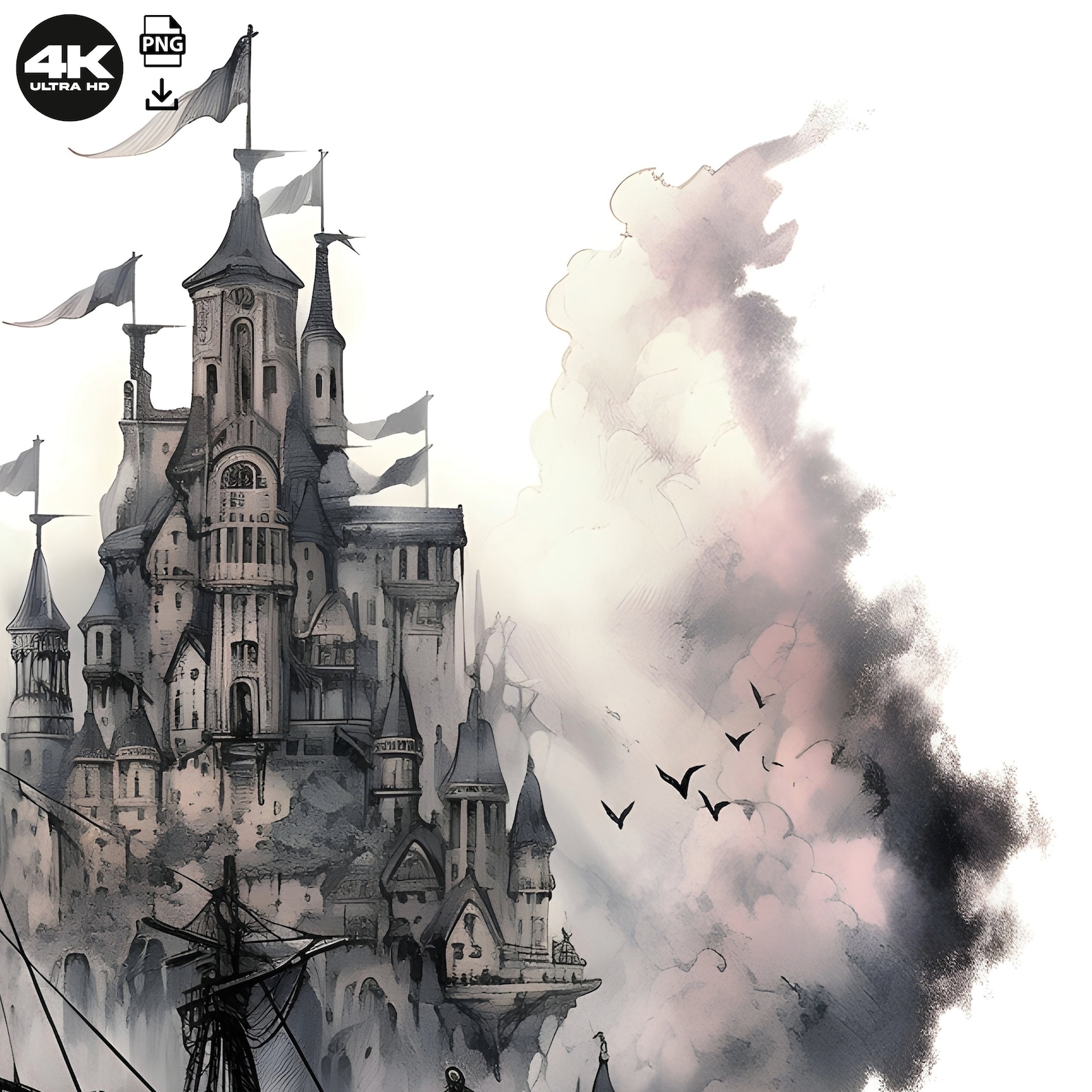 Medieval Ship Tattoo Design Transparent Background Download Detailed ...