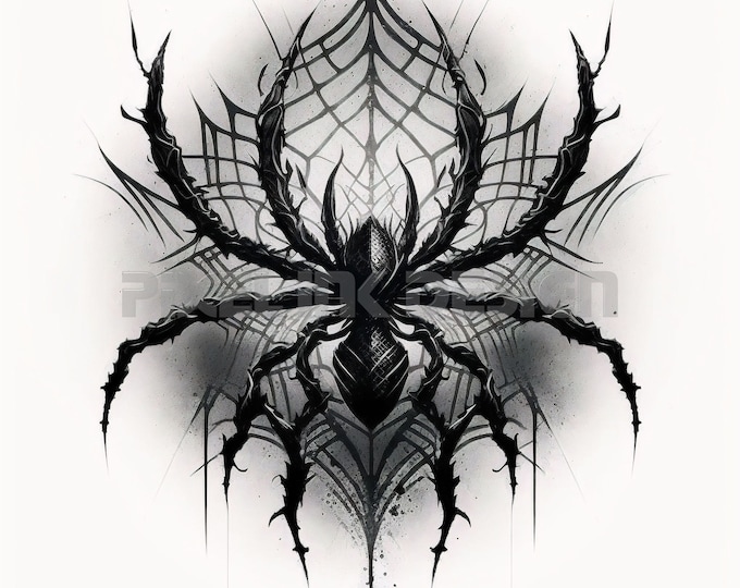 Blackwork Spider Spider Temporary Tattoo / Spider Blackwork Tattoo ...