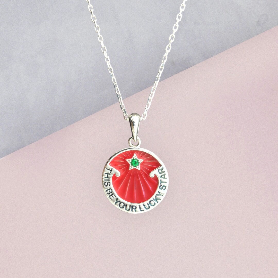 Victorian Red Saturday Night Lucky Star Charm Love Pendant, Solid ...