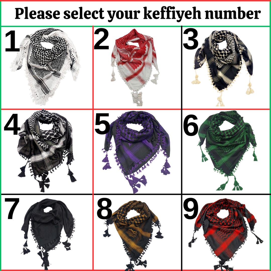 Keffiyeh Palestine Shemagh Scarf Arab Black White Heavy Kufiya Square ...