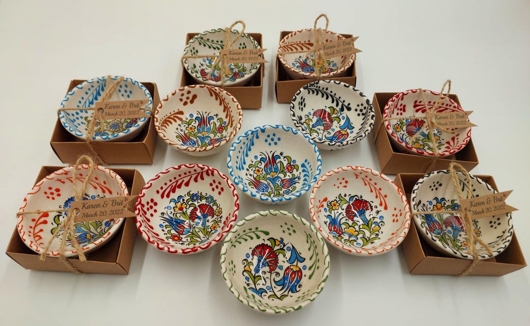 Personalized Rustic Ceramic Wedding Favor Bowls – Custom Name & Date ...