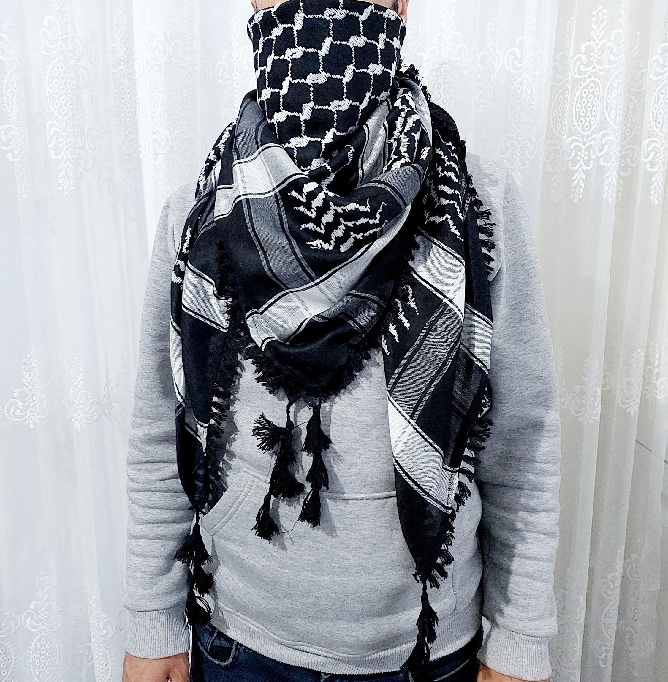 Tasseled Keffiyeh,keffiyeh Palestine Scarf Kufyiah, Traditional Cotton ...