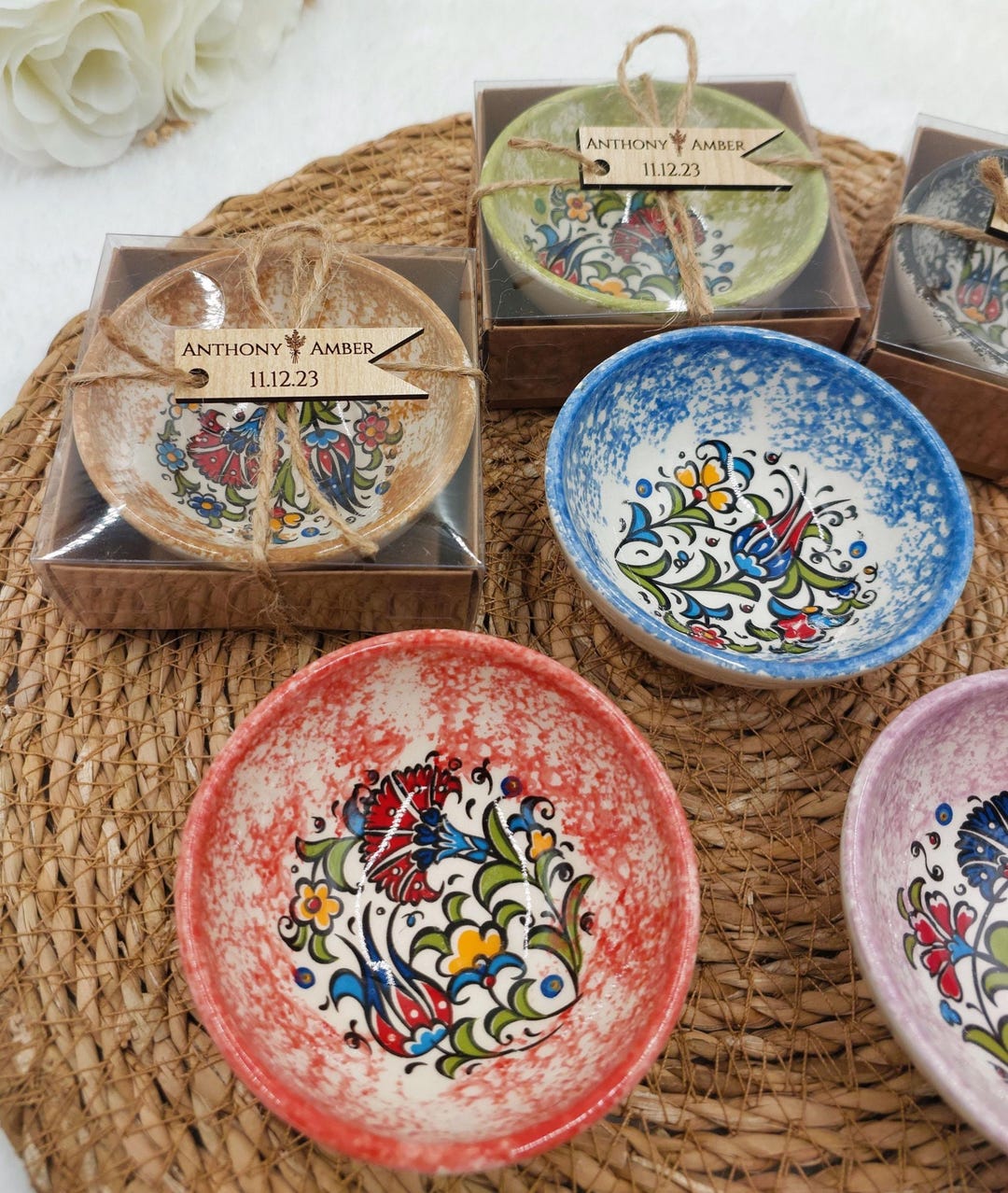 Rustic Wedding Favor Bowl – Personalized Boho Ceramic Guest Gift With ...