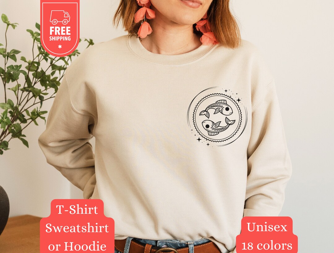 Pisces Zodiac Sweatshirt, Minimal Astrology Hoodie, Pisces Celestial ...