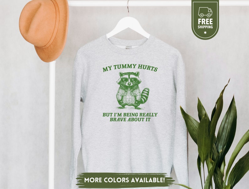 My Tummy Hurts Sweatshirt, Raccoon Sweater, Tummy Ache Survivor, IBS ...
